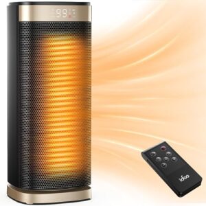 idoo space heater, portable electric heaters for indoor use, ptc ceramic heating with thermostat for small bedroom, large room & office, remote, 70° oscillation, 24h timer, christmas gifts for home