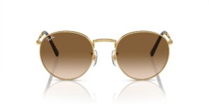 ray-ban rb3637 new round sunglasses, gold/clear gradient brown, 50 mm