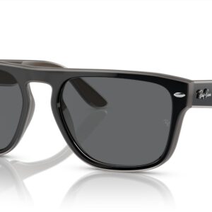 Ray-Ban RB4407 Square Sunglasses, Black/Light Grey Transparent/Dark Grey Polarized, 57 mm