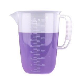 1 gallon measuring pitcher, large measuring cup with spout and handle, 134oz plastic measuring pitcher with conversion chart, 1 gallon measuring container for motor oil, chemicals, pools, lawns