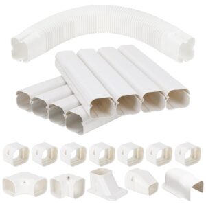 mini split line set cover, 3” 13.5 ft decorative pvc line set cover kits for ductless mini air conditioners and heat pumps with flexible duct