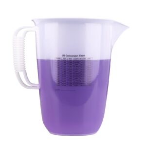 1 Gallon Measuring Pitcher, Large Measuring Cup with Spout and Handle, 134oz Plastic measuring pitcher with Conversion Chart, 1 Gallon Measuring Container for Motor Oil, Chemicals, Pools, Lawns