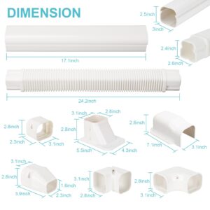 Mini Split Line Set Cover, 3” 13.5 Ft Decorative PVC Line Set Cover Kits for Ductless Mini Air Conditioners and Heat Pumps with Flexible Duct