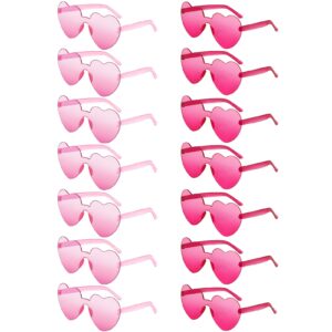 geopty 14 pack hotpink heart sunglasses for women bulk, fun pink heart shaped sunglasses bachelorette party favors candy color heart glasses set