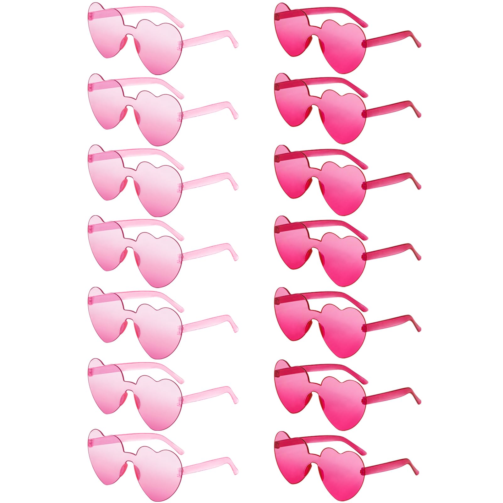 Geopty 14 Pack Hotpink Heart Sunglasses for Women Bulk, Fun Pink Heart Shaped Sunglasses Bachelorette Party Favors Candy Color Heart Glasses Set