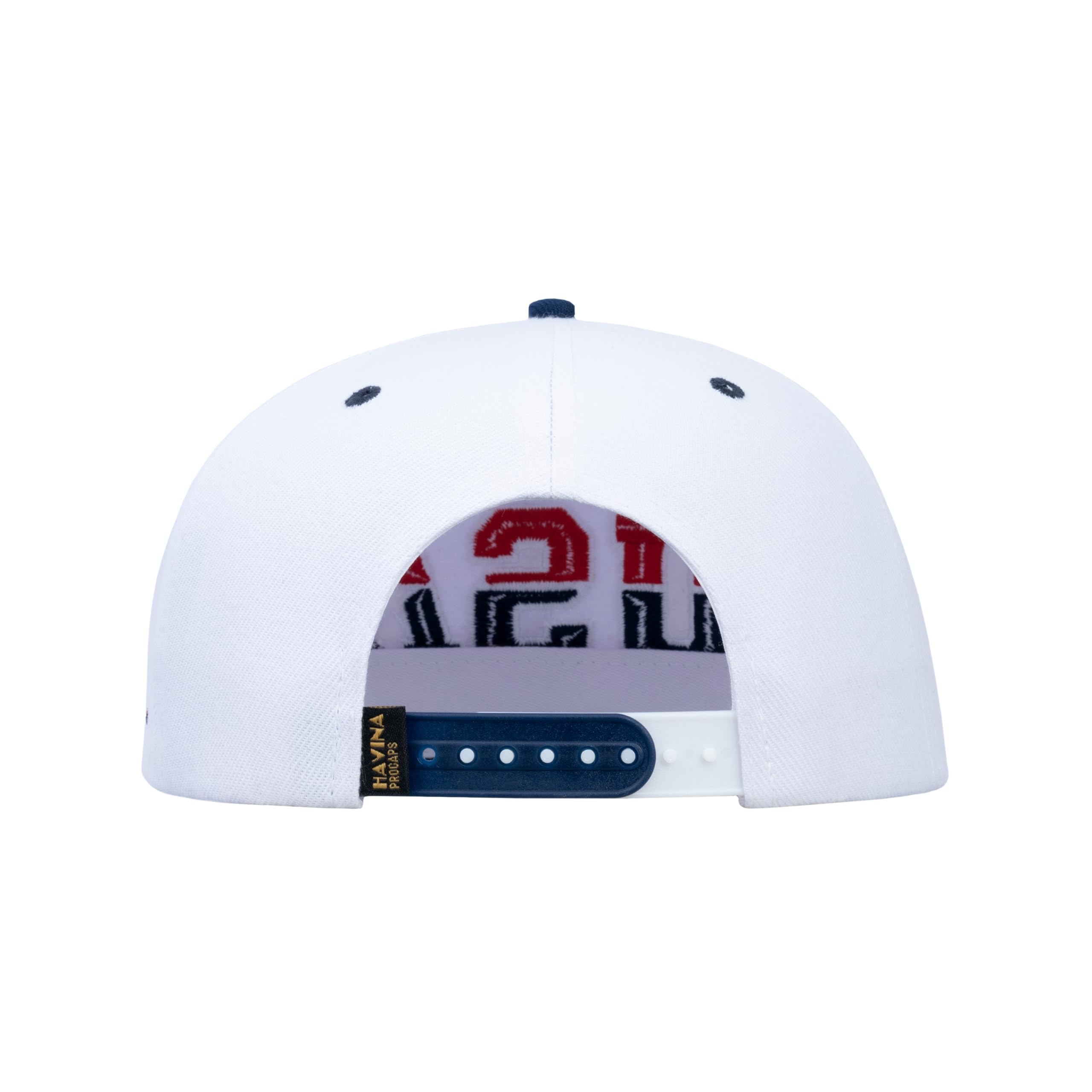 HAVINA PRO CAPS - Embroidered Classic US American Flag - 6 Panel Snap Baseball Cap - White/White