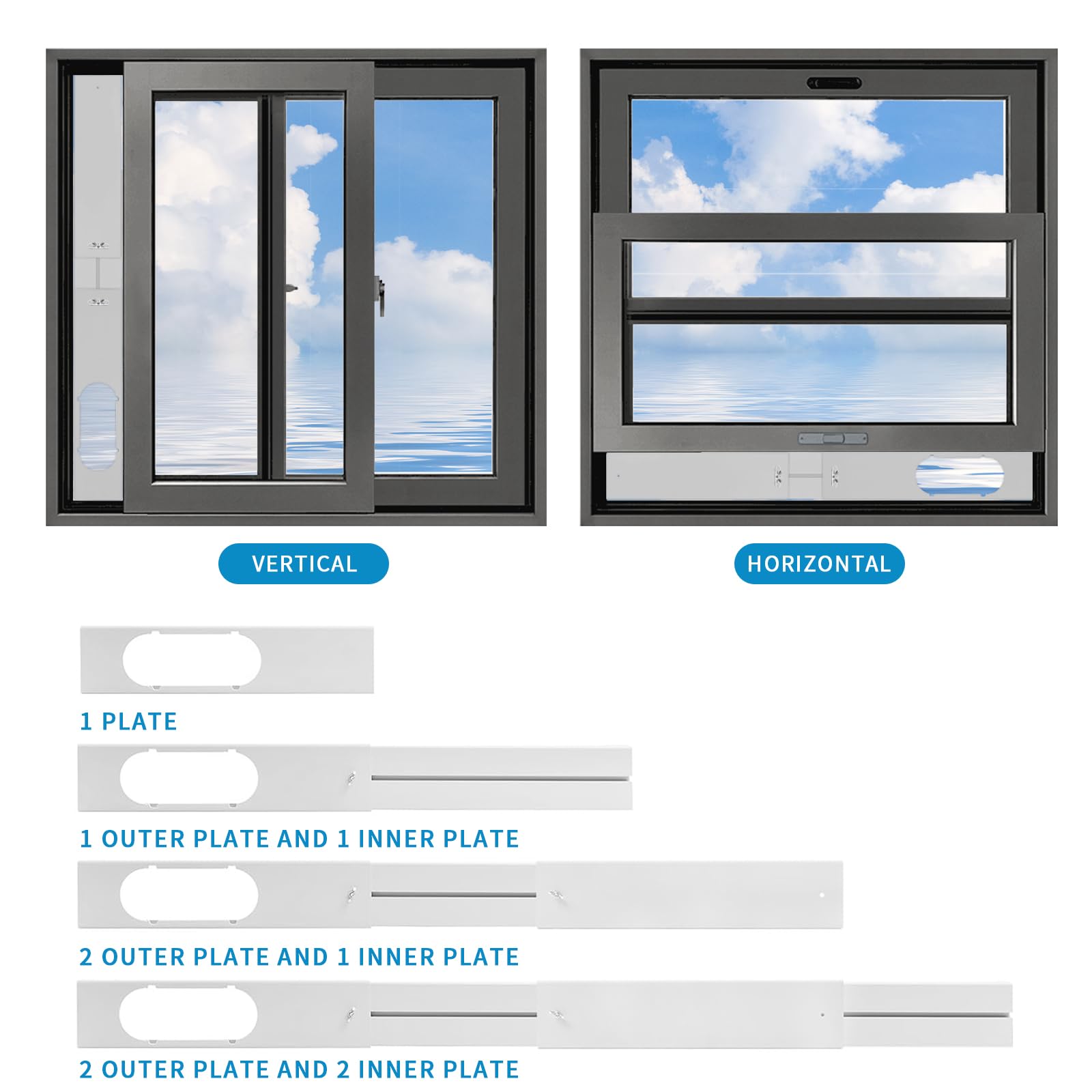 KXXFFWS Portable Air Conditioner Window Vent Kit with 5” Exhaust Hose,Universal AC parts Anti-Clockwise Hose for Portable AC Unit