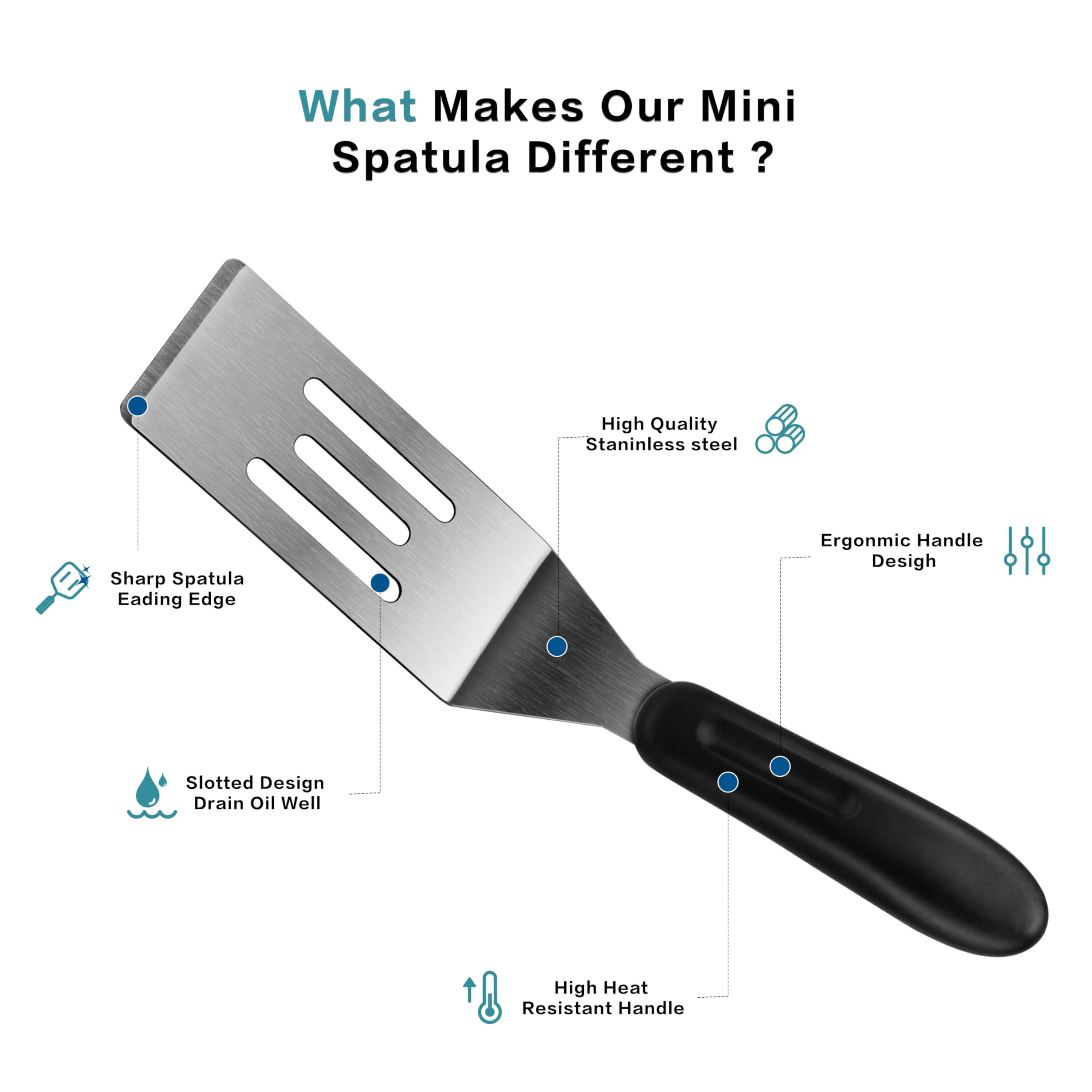 Small Spatula Professional Mini Serving Spatula, 2 Pieces Stainless Steel Metal Spatulas Set, Cutter and Serve Turner for Kitchen, Flipping or Cooking for Brownie, Cookie, Lasagna, Pancakes or Cake