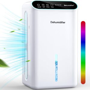 dehumidifiers for home, up to 800 sq.ft, 86oz water tank, dehumidifiers for bedroom with essential oil diffuser, 7 color led light, 24h timer, auto shut-off, ideal for bathroom basement closet rv