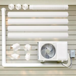 kerykwan 3" w 15.5ft l mini split ac line cover kit decorative pvc tubing pipe cover set for center air conditioner&heat pumps system