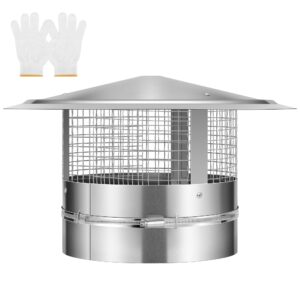 vivohome 10" cone top chimney cap with screen, round roof rain chimney cover, galvanized steel fireplace exhaust cap, adjustable roof cap for vent