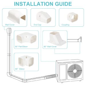 Mini Split Line Set Cover, 3” 13.5 Ft Decorative PVC Line Set Cover Kits for Ductless Mini Air Conditioners and Heat Pumps with Flexible Duct