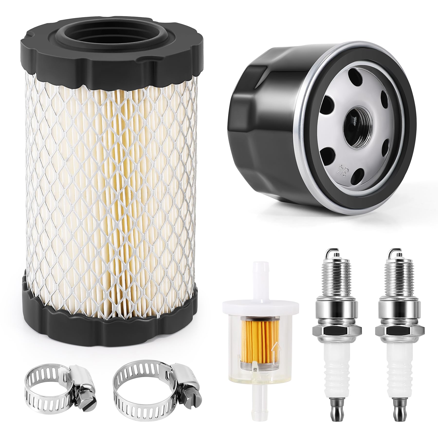 LERMITY 796031 Air Filter Tune Up Kit,Lawn Mower Oil Filter Replacement Compatible with Briggs and Stratton 591334 492932 696854; John Deere D100 D110 D125 D130; Husqvarna YTH22V46 YTH24V48 YTA22V46