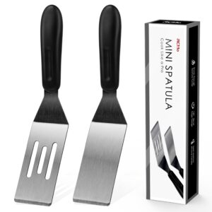 small spatula professional mini serving spatula, 2 pieces stainless steel metal spatulas set, cutter and serve turner for kitchen, flipping or cooking for brownie, cookie, lasagna, pancakes or cake