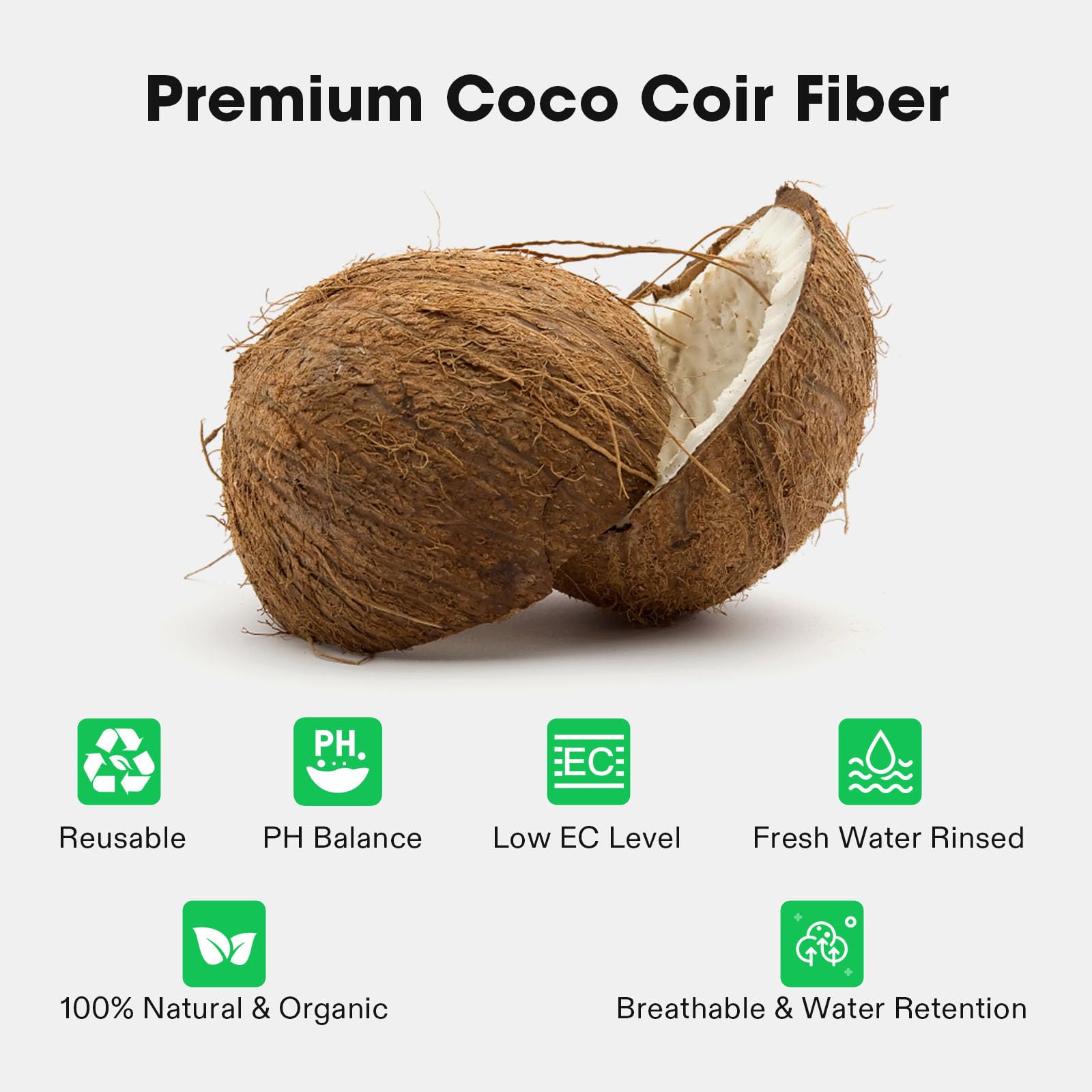 VIVOSUN Coco Coir Brick, 1.4lbs 100% Natural Organic Compressed Coconut Coir Fiber with Low EC, PH Balance & High Nutrition, Coconut Fiber Substrate, Coconut Soil for Plants