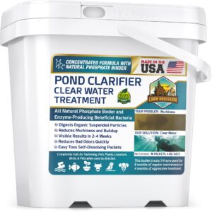 pond clear water treatment - 16 pack for 8 months of pond cleaner supply - pond clarifier for outdoor ponds – 100% natural pond bacteria packets - made in the usa - safe for fish, pets, and swimming