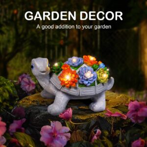 Eletorot Turtle Birthday Gifts for Mom: Solar Garden Statues with 7 Led Lights, Unique Gardening Gifts for Grandma Mom Women, Outdoor Decor for Patio, Backyard, Yard