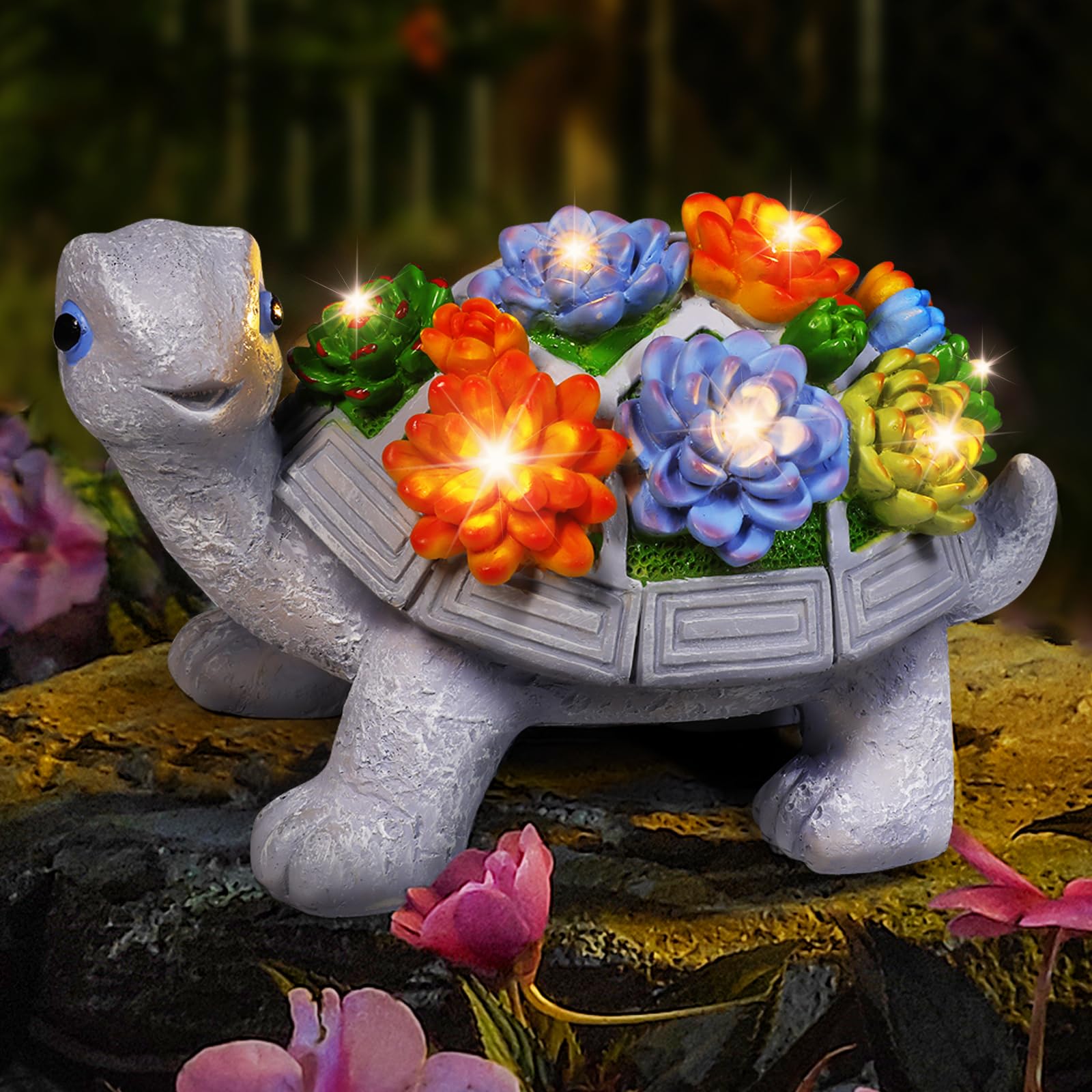 Eletorot Turtle Birthday Gifts for Mom: Solar Garden Statues with 7 Led Lights, Unique Gardening Gifts for Grandma Mom Women, Outdoor Decor for Patio, Backyard, Yard