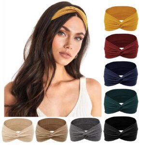 huachi hairbands for women, 8 pack variety of colors fashion turban head bands twist headbands for women's hair non slip short hair accessories