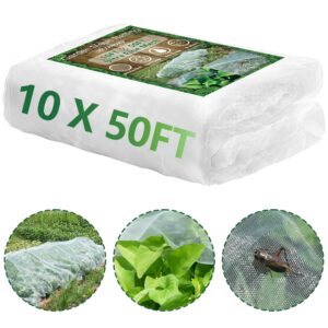 10 * 50ft thicker ultra fine garden mesh netting pest barrier, plant covers for outdoor patio greenhouse vegetables fruit flower garden protection, row covers fabric screen insect bug bird netting