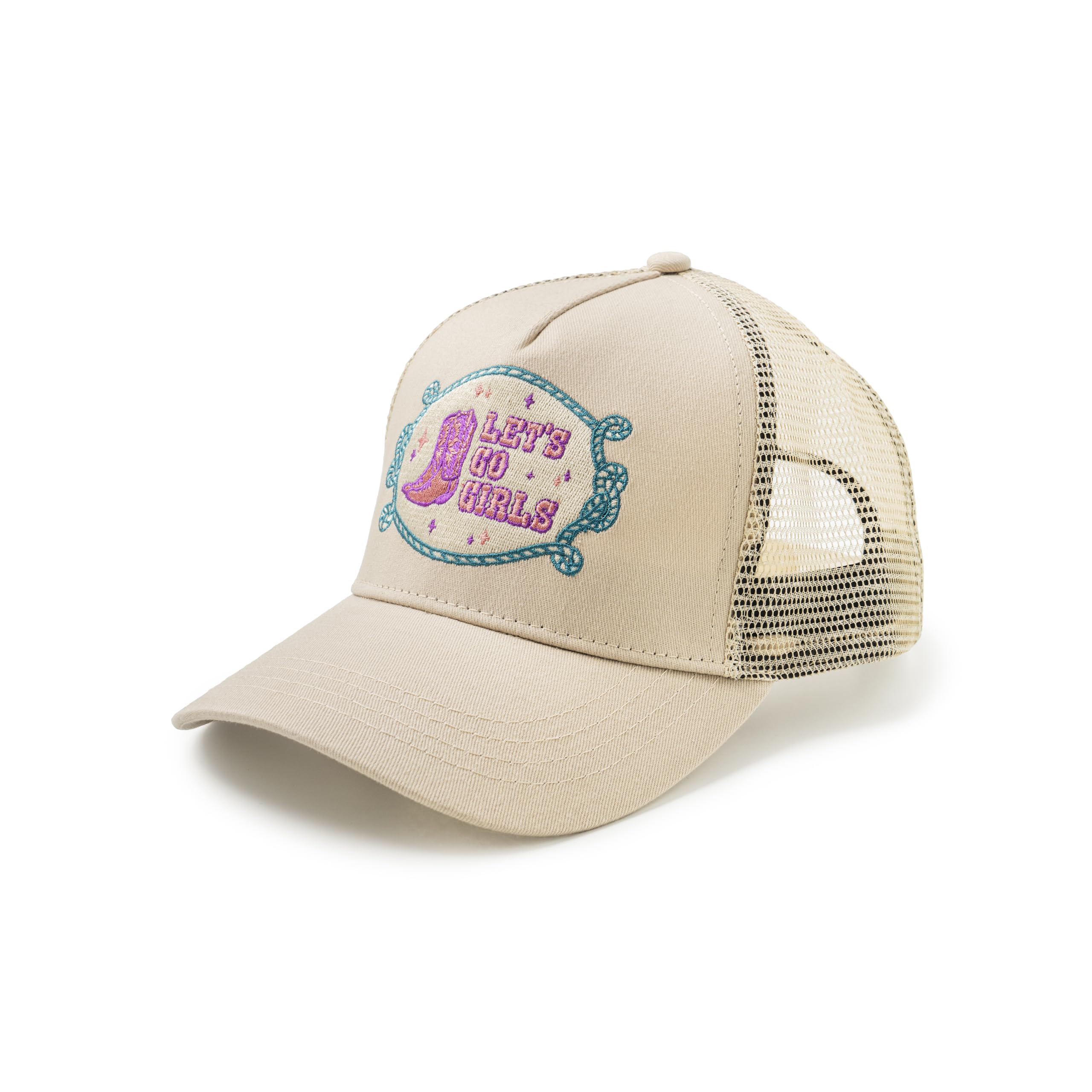 PACIFIC BRIM Women's Adjustable Cap Mesh Side Panels Trucker Hat - Let's Go Girls