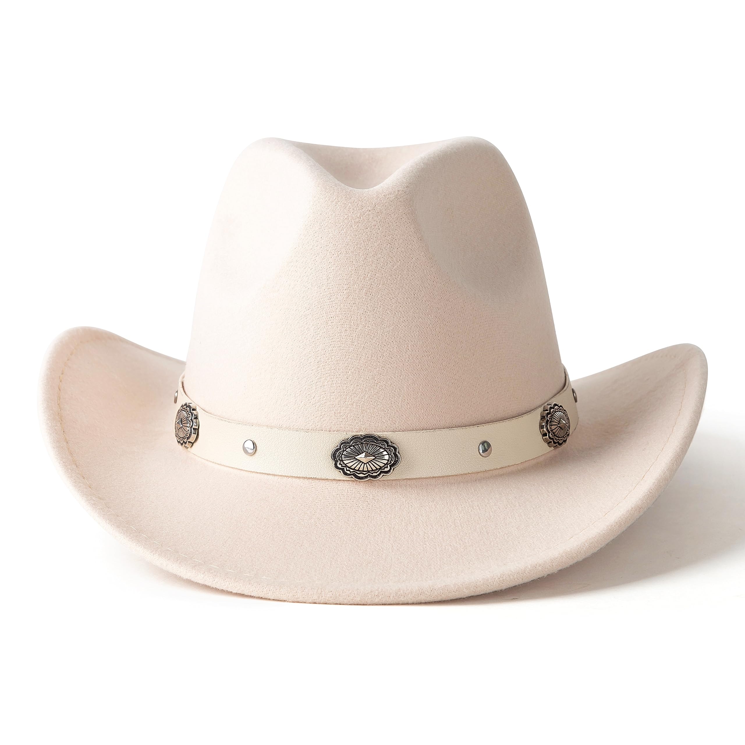 Lisianthus Cowboy Cowgirl Hats for Women & Men Felt Western Outdoor Hat Wide Brim Milky Way Beige