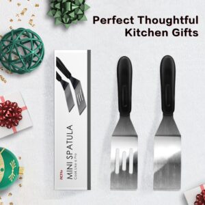 Small Spatula Professional Mini Serving Spatula, 2 Pieces Stainless Steel Metal Spatulas Set, Cutter and Serve Turner for Kitchen, Flipping or Cooking for Brownie, Cookie, Lasagna, Pancakes or Cake