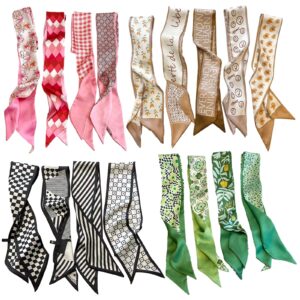 qtmy 17 pack purse scarf for bags silk head scarf for hair handbag women scarfs band hair neck scarves fashion gifts (1)