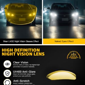 LVIOE Night Vision Pro Driving Glasses for Women Oval Anti Glare Polarized Astigmatism Yellow Glasses for Night Driving N010