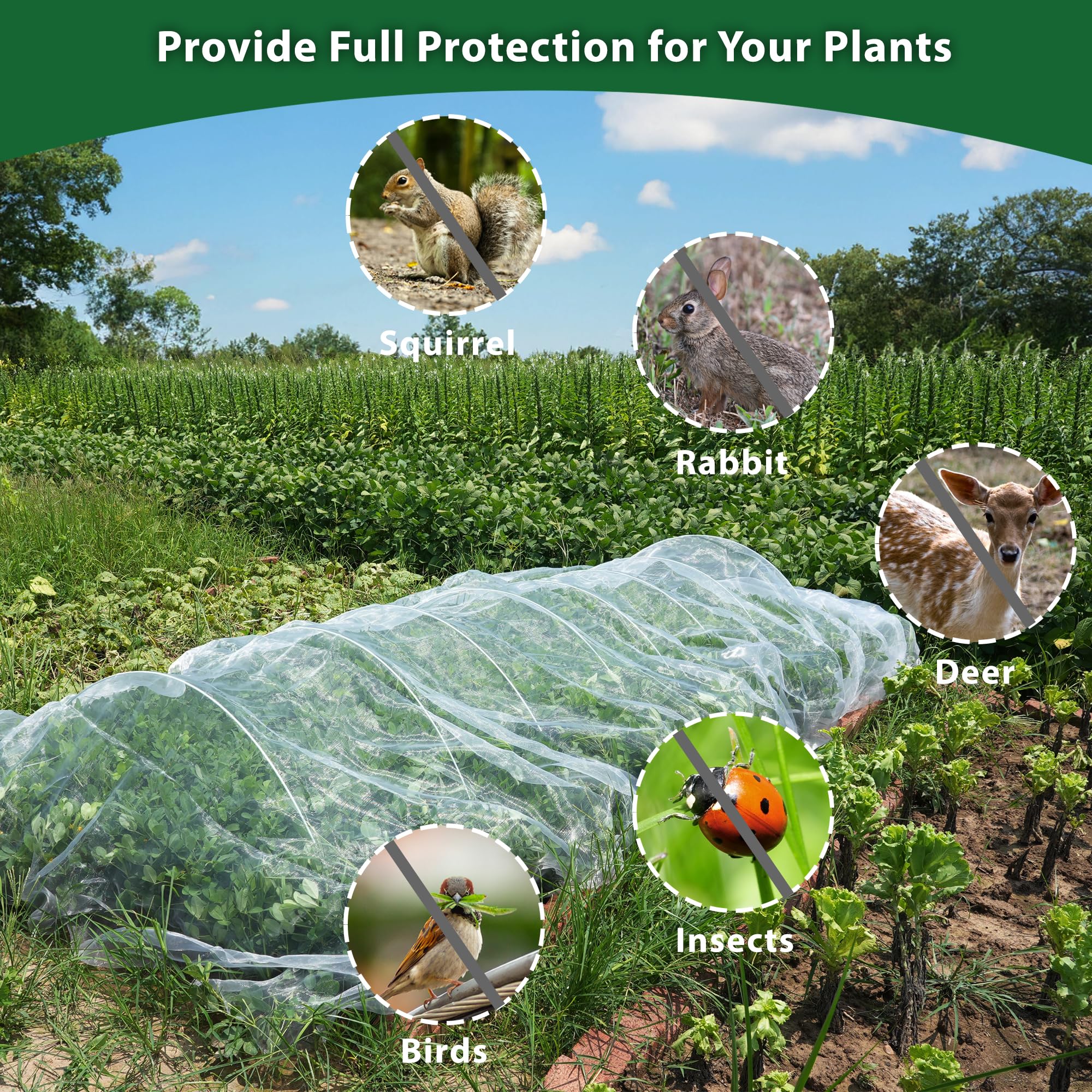 10 * 50FT Thicker Ultra Fine Garden Mesh Netting Pest Barrier, Plant Covers for Outdoor Patio Greenhouse Vegetables Fruit Flower Garden Protection, Row Covers Fabric Screen Insect Bug Bird Netting