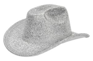 silver space cowboy hat - sparkly glitter holographic cowgirl hat rave hat for bachlorette party halloween(m)