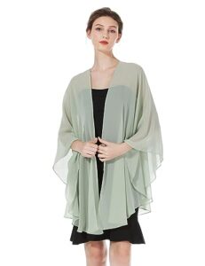 beauzsuzsana summer shawls and wraps for women evening dresses bridal wedding lightweight party travel chiffon scarf (sage green)