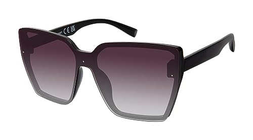 Martha Stewart Women's MS168 Cat Eye Shield UV400 Protective Square Sunglasses-Timeless Gifts for Her, 144mm, Black, 144 mm