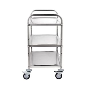 VEVOR Kitchen Utility Cart, 37.5"x19.7"x37.7" 3 Tiers Wire Rolling Cart, 450LBS Capacity Steel Service Cart with Brake Wheels, Storage Trolley with 80mm Basket PP Liner 6 Hooks, Indoor & Outdoor Use