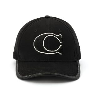 Coach Womens Cotton Canvas Hat Baseball Cap, Black, Medium-Large US