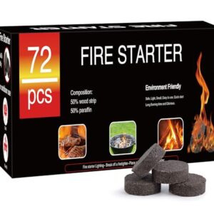 Fire Starter - 72 PCS Natural Charcoal Fire Starters for Campfires, Camping, BBQ, Fire Pit Starter & BBQ Starter - Wood Fireplace Starter for Grill