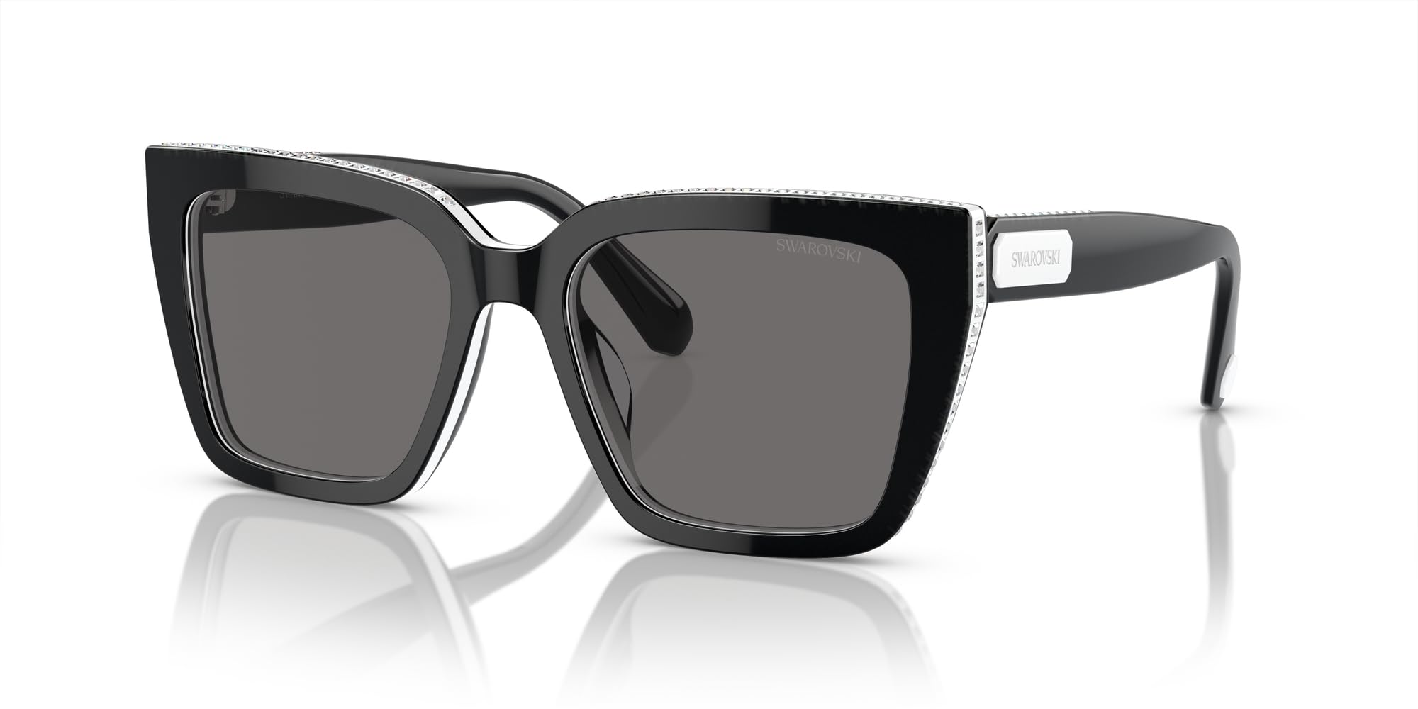 SWAROVSKI SK6013 Sunglasses, Black/Dark Grey Polarized, 54 mm