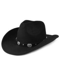 zylioo oversize xxl felt cowboy hats,large western hat warm,unisex shapeable wide brim fedora hat with belt buckle