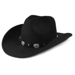 Zylioo Oversize XXL Felt Cowboy Hats,Large Western Hat Warm,Unisex Shapeable Wide Brim Fedora Hat with Belt Buckle