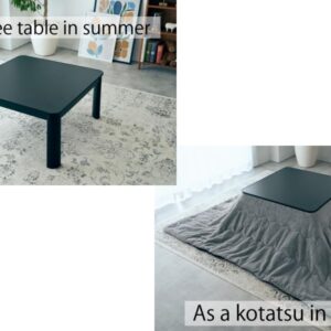 KEN JAPAN KB-75US(BK) Kotatsu Heater Table with 120V Electric Heater Low-Lying Dining and Work Desk Square W29.5xD29.5xH15inches Table top Surface Reversible Gray Brown Color Home and Living