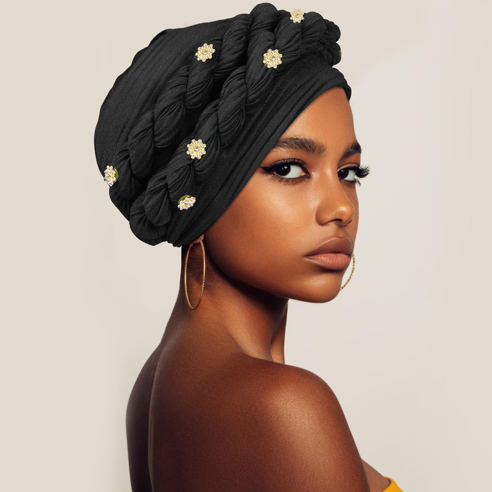 3 PCS African Braid Head Wrap, Twisted Braid Hat Turban Headscarf, Head Coverings Headwrap for Black Women