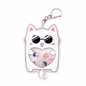 noveltyshopfun cute cat keychain anime cat keychain keyring for backpack bag jewelry accessories for men women (white cat)