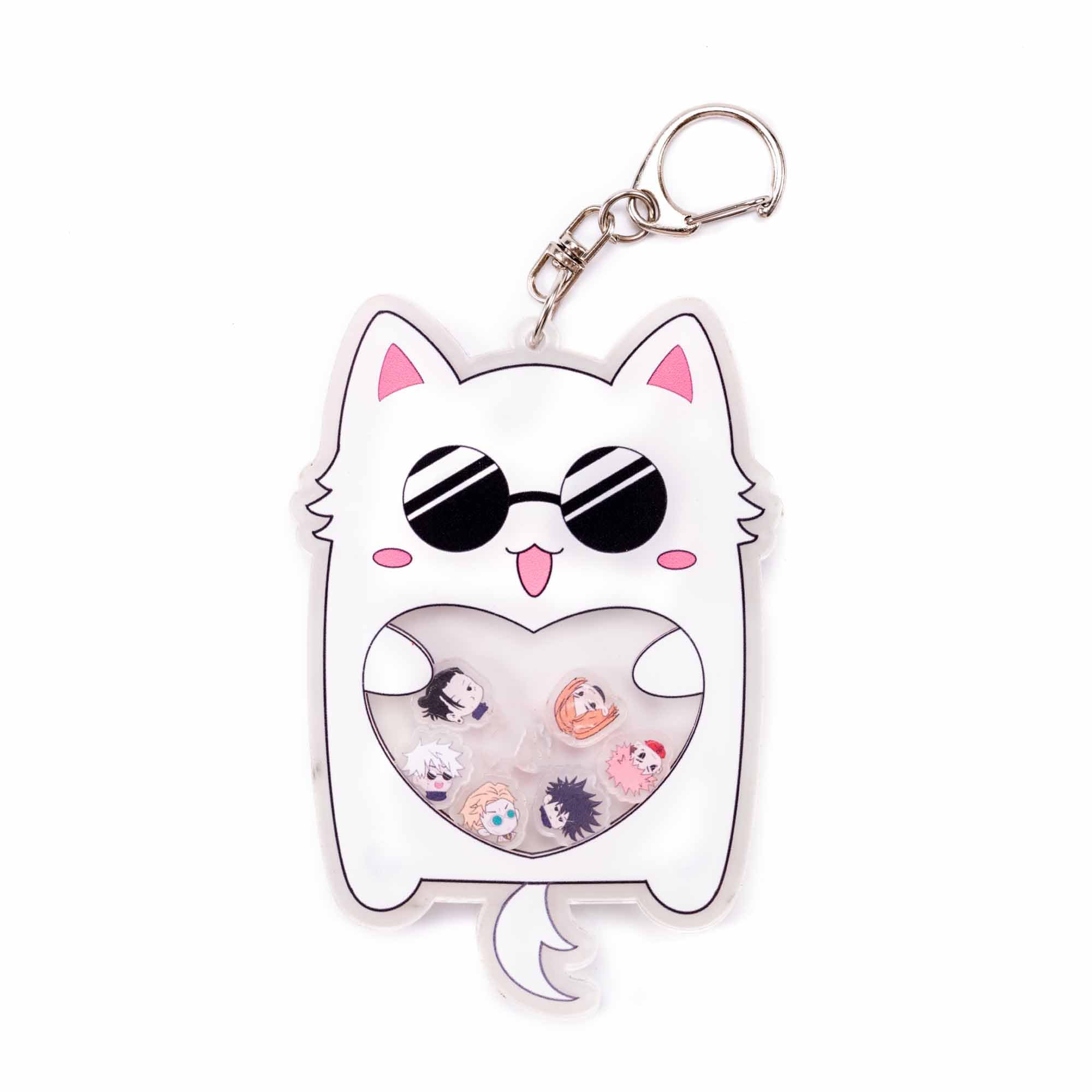 NoveltyShopFun Cute Cat Keychain Anime Cat Keychain Keyring for Backpack Bag Jewelry Accessories for Men Women (white cat)