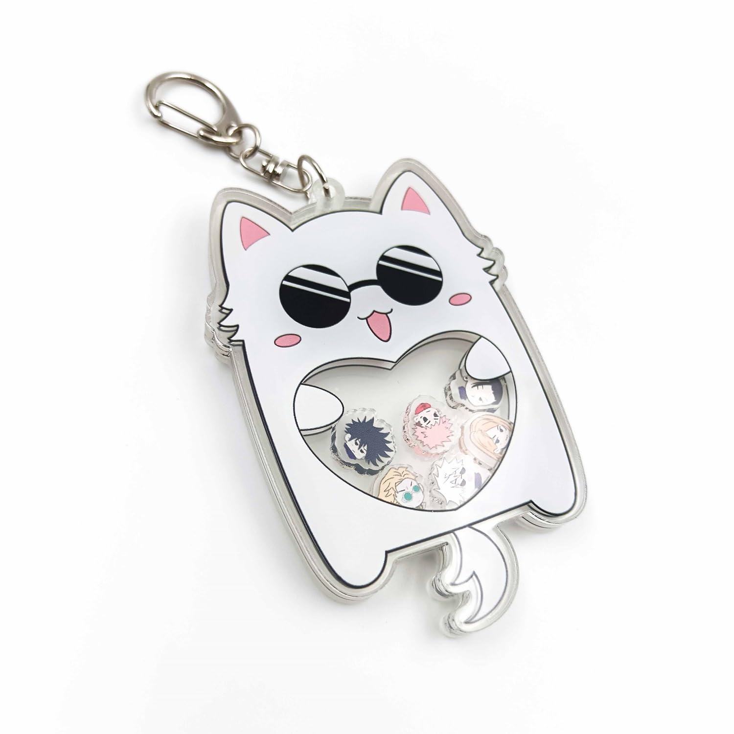 NoveltyShopFun Cute Cat Keychain Anime Cat Keychain Keyring for Backpack Bag Jewelry Accessories for Men Women (white cat)