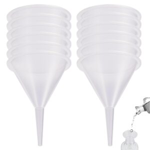 12 pcs small funnel clear 1.57inch plastic mini funnel kitchen funnels for lab, powder,capsule,oils, filling bottles, urn funnel filling kit,essential oil,perfume