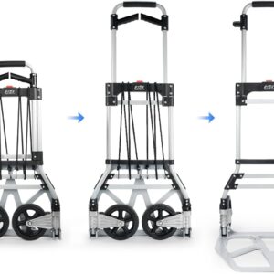 RJTEK 【Upgraded Version】 Heavy-Duty Folding Hand Truck and Dolly 350lb Capacity, Telescoping Handle, Dolly cart, Luggage Trolley Cart,Moving Dolly, Lightweight,with 2 Ropes