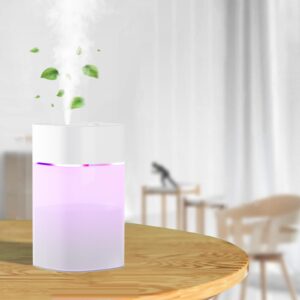 small humidifier, mini humidifier for plant, 400ml cool mist humidifiers for bedroom, desk personal humidifiers for indoor office car, portable humidifier for double nourishment-white