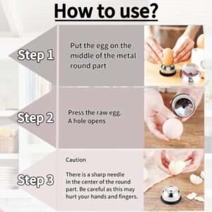 Egg Piercer for Raw Eggs, Stainless Steel Needle Egg Punch, Egg Poker with Sharp Pin to Get Good Hard Boiled Eggs, Hard Boiled Egg Peeler, Anti-rust Easy Egg Peeler Kitchen Tools