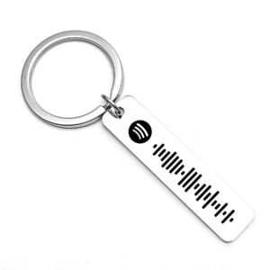 custom scannable spotify code keychain personalized spotify music song code key ring personal anti-lost name phone number keychains drive safe car keyring for men & women gifts