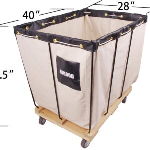 HIGOOD Canvas Basket Bulk Truck,Service Carts 16 Bushel Knock Down Truck, 20.0 cu. ft, 600 lb, 40" L X 28" W X 35.5" H Capacity